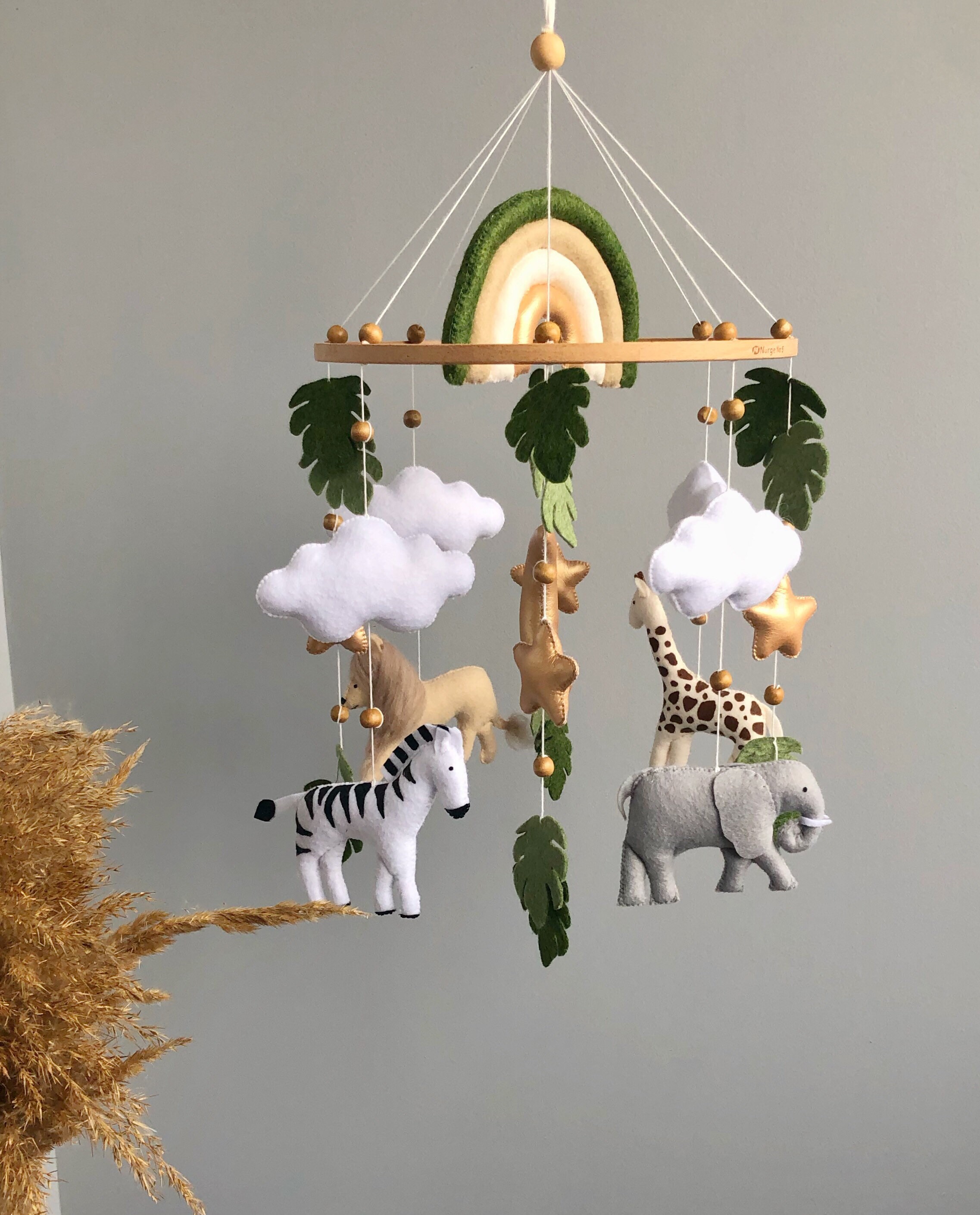 Safari Baby Mobile, Baby Cot Mobile, Safari Giraffe, Elephant, Zebra ...