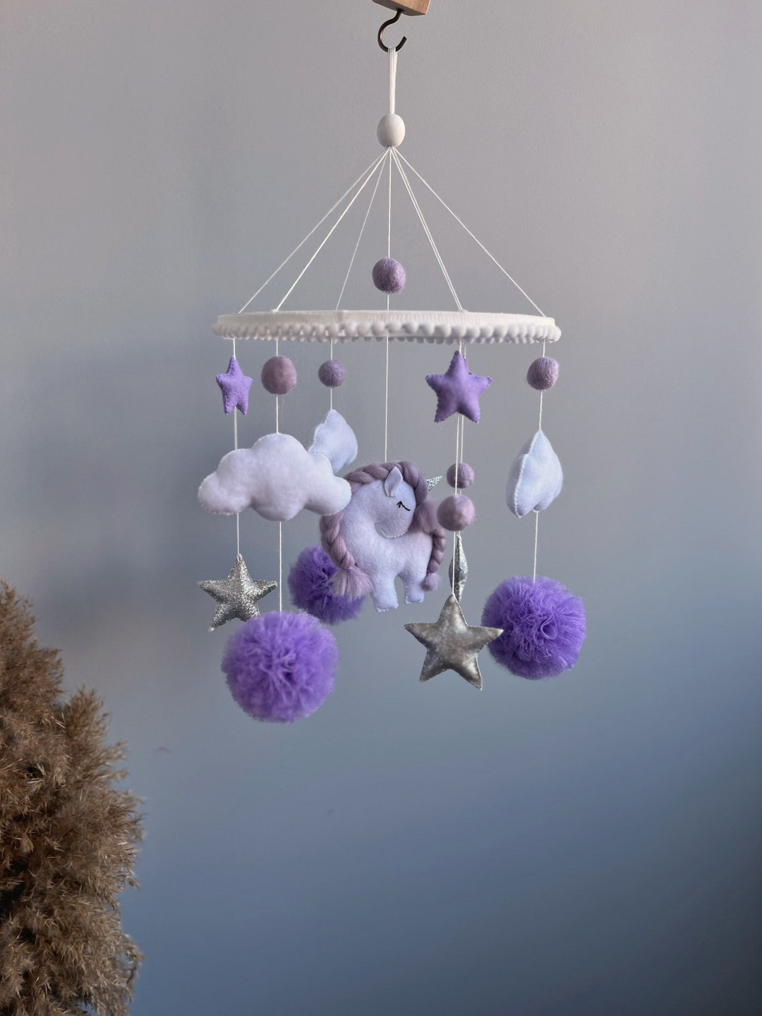 Hanging Baby Mobile for Girl, This Purple Baby Crib Mobile is for a ...