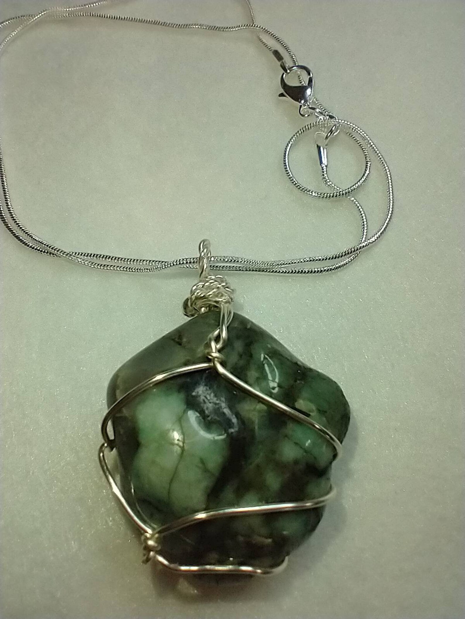 Wire wrapped raw Emerald necklace | Etsy