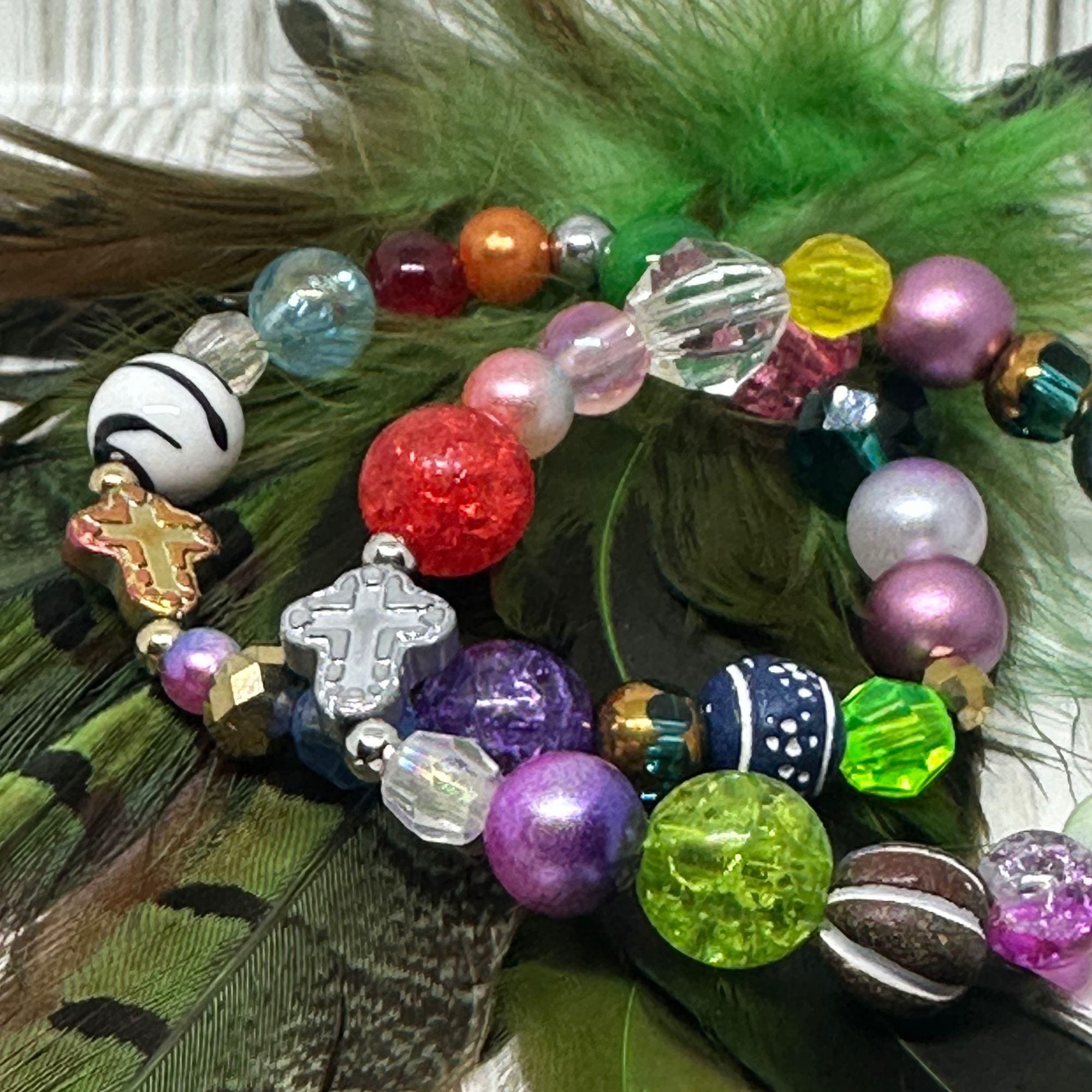Handmade Beaded Faith Bracelet: Colorful Chaos Design - Etsy