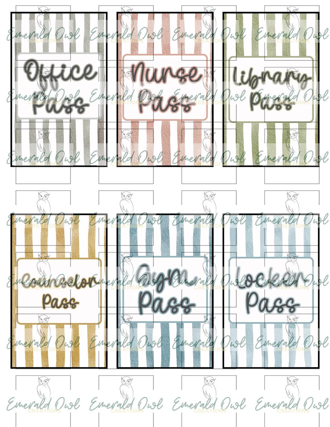Boho Stripes Printable Hall Passes: Classroom Decor (PDF Download - Etsy