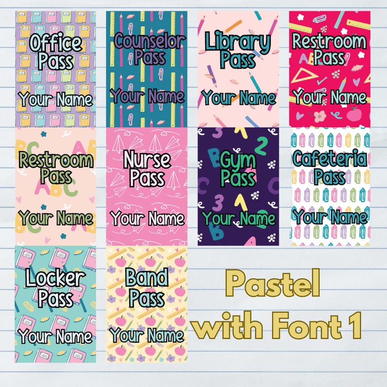 Sublimated Teacher Passes | Hall Passes | Composition Notebook Passes ...