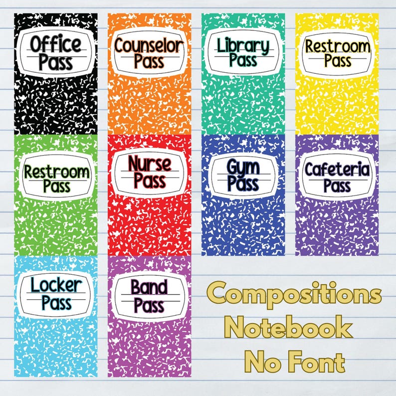 Sublimated Teacher Passes | Hall Passes | Composition Notebook Passes ...