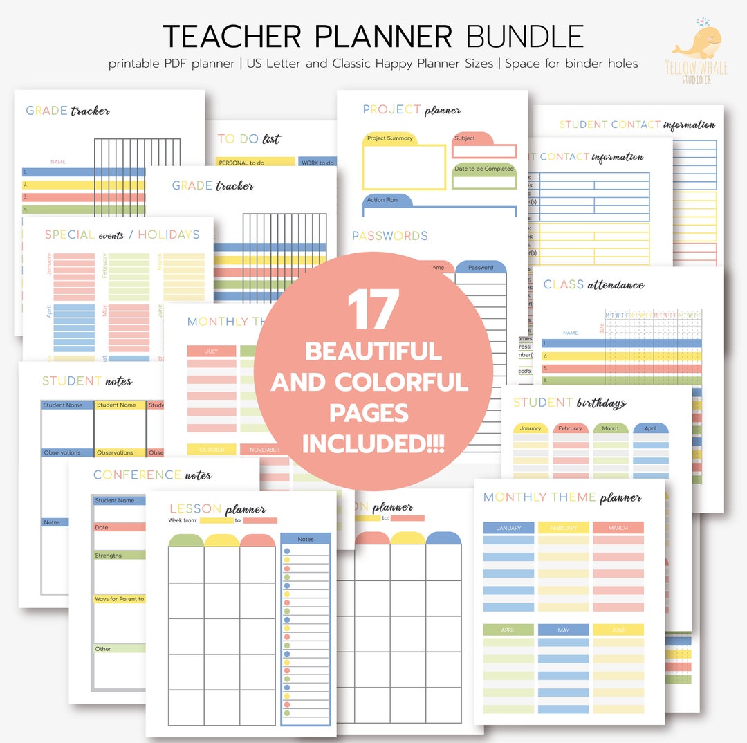 Teacher Planner Printable, Planner Bundle, Weekly/monthly Lesson ...