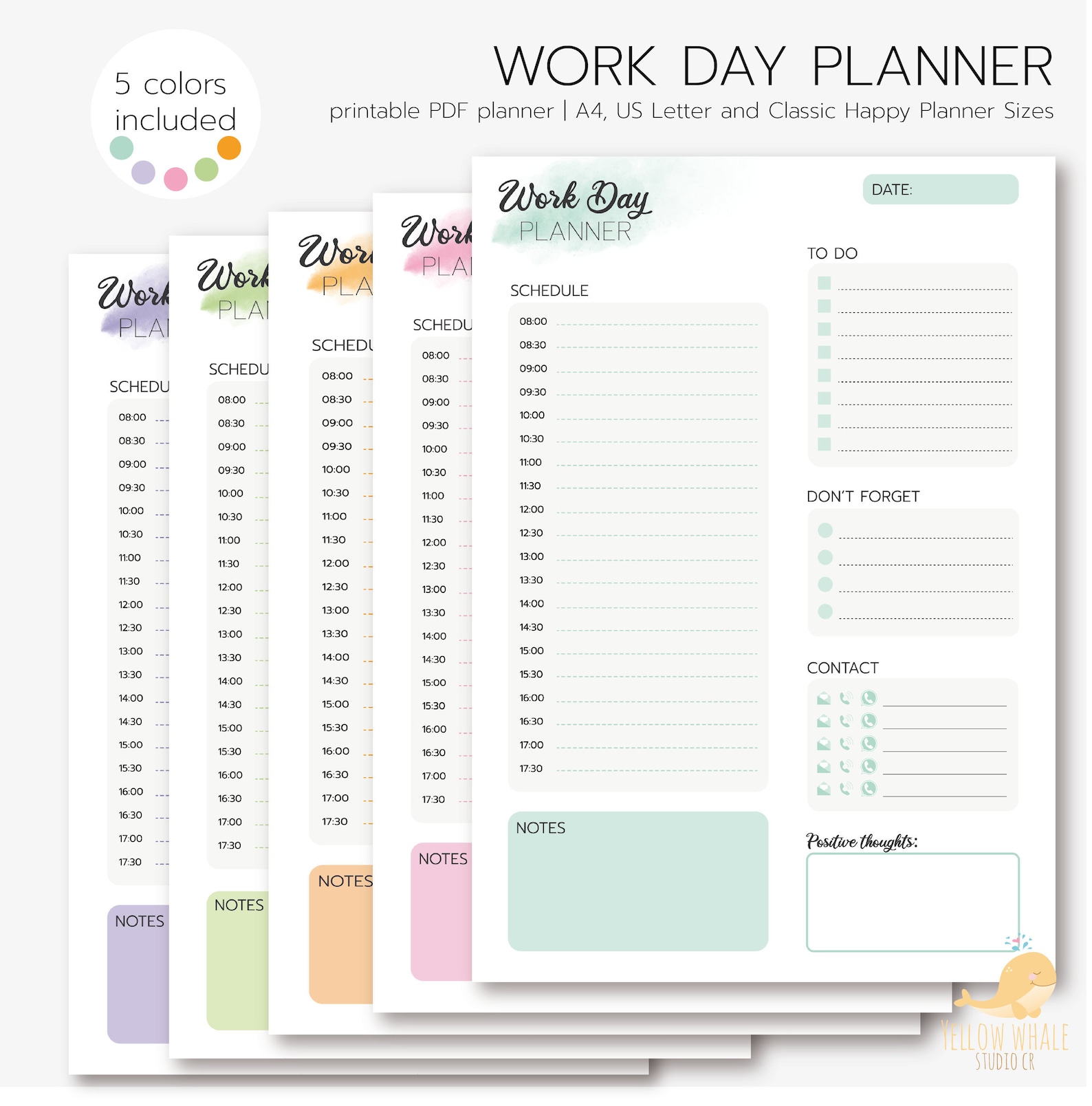 Work Day Organizer Daily Planner Printable Work Day Planner | Etsy
