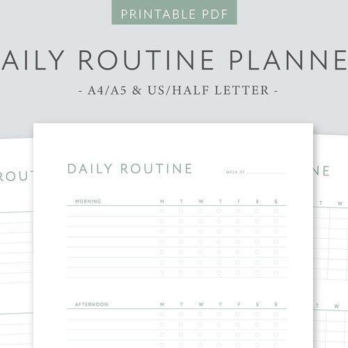 Daily Routine A4 US Letter Printable Planner Inserts - Etsy
