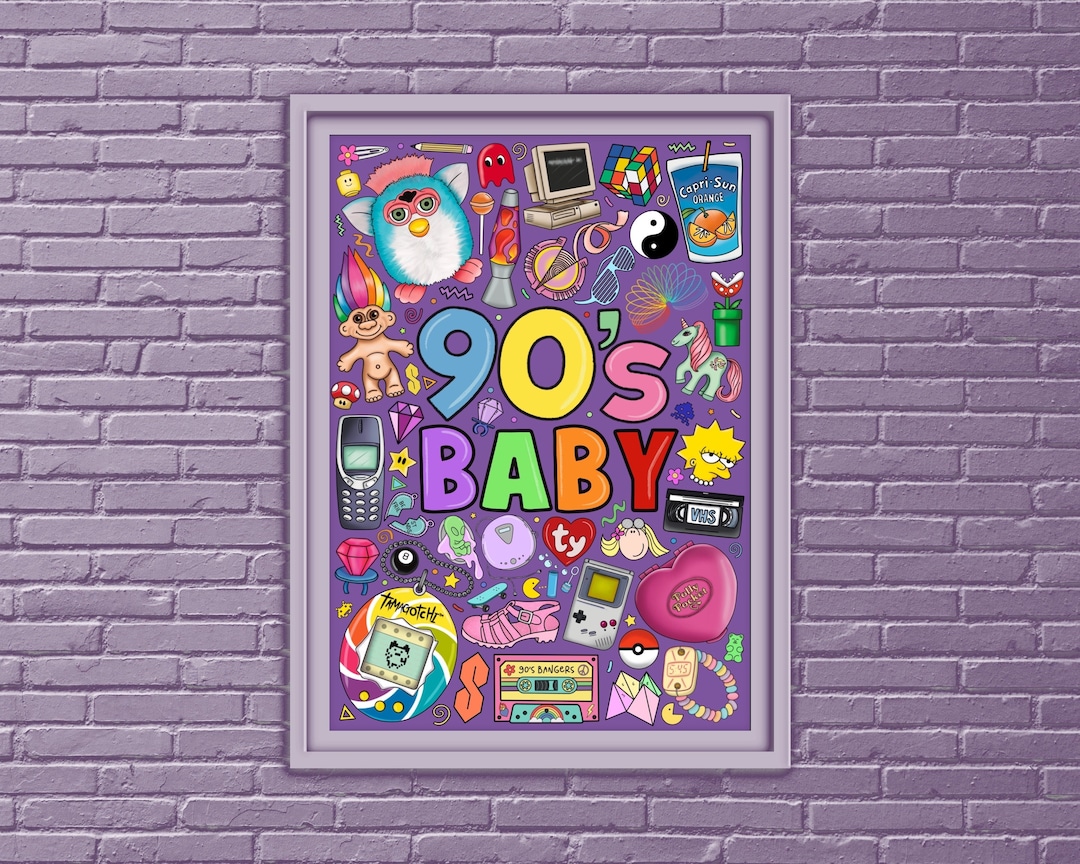 90's Baby Art Print, 90s Print, Retro, YK2, 90s Wall Art, Nineties ...