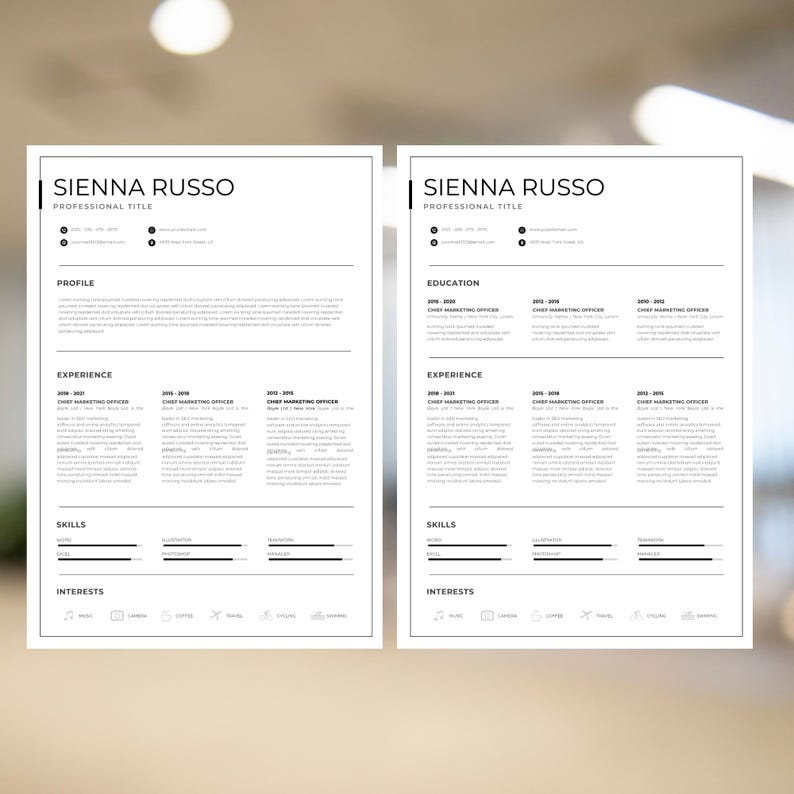 Clean Modern Resume Template 4 Page CV Template Cover Letter References ...