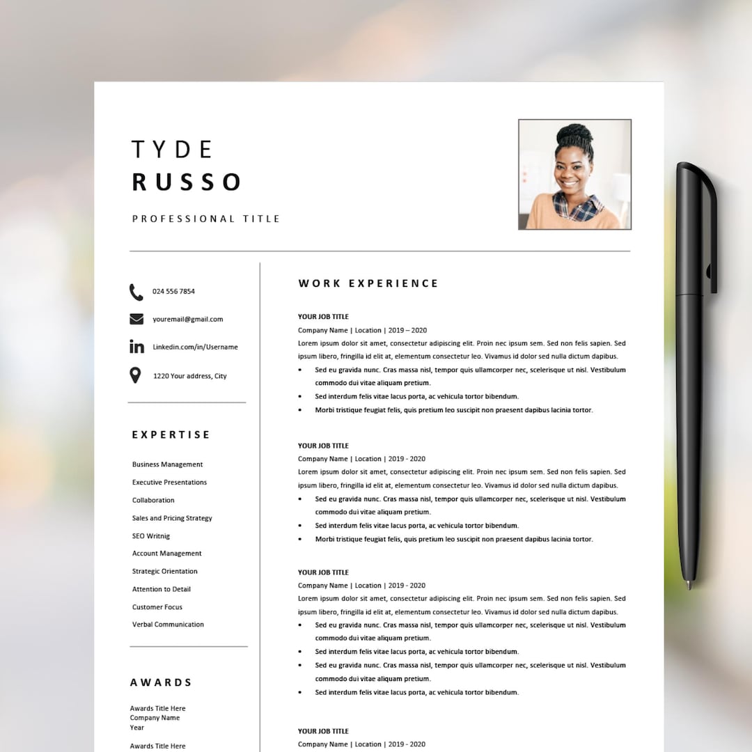 Simple Resume Template, CV Template Professional Resume Template Word ...