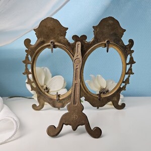 Decorative Double Photo Frame, Tabletop Frame Brass, Gold Double Frame ...