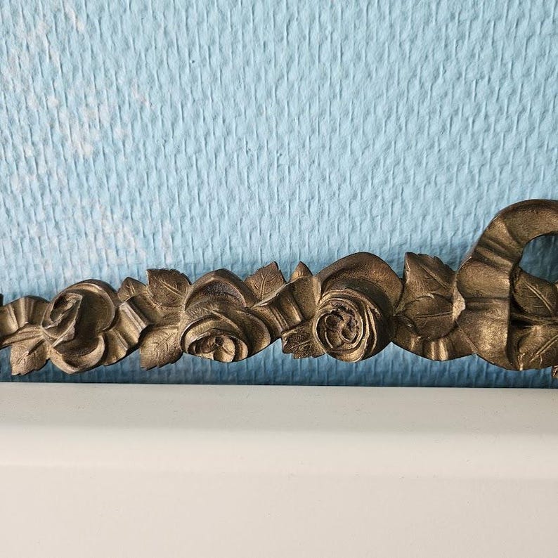 2 X Brass Pediment With Bow and Flowers for Door, Bed, Closet, Mirror ...
