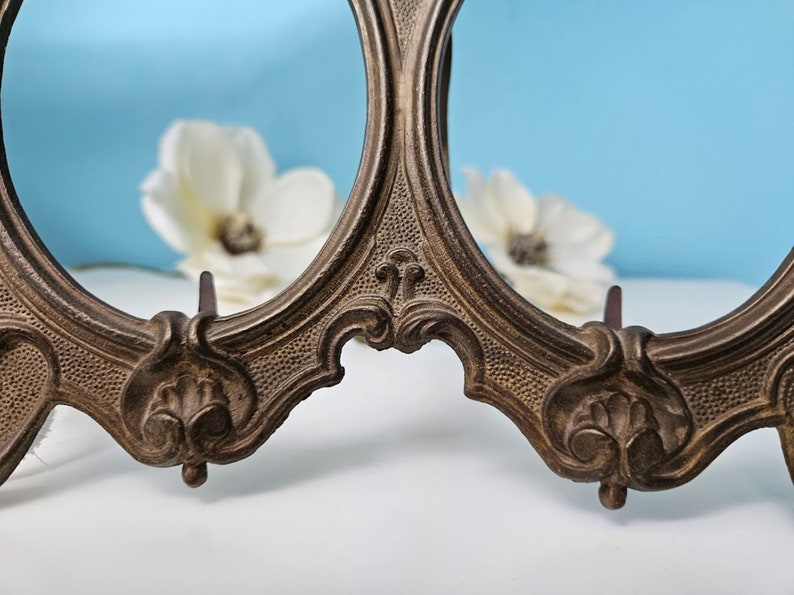 Decorative Double Photo Frame, Tabletop Frame Brass, Gold Double Frame ...