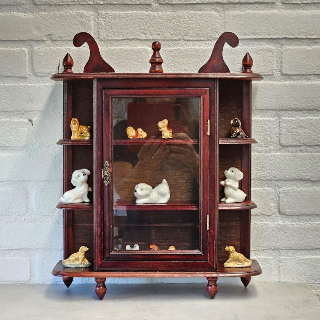 Wooden Display Cabinet With Glass Door, Countertop Miniatures Display ...