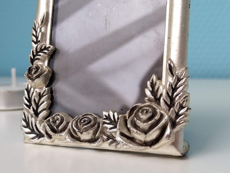 Set of 2 Small Metallic Photo Frames With Flowers, Baby Shower Gift ...