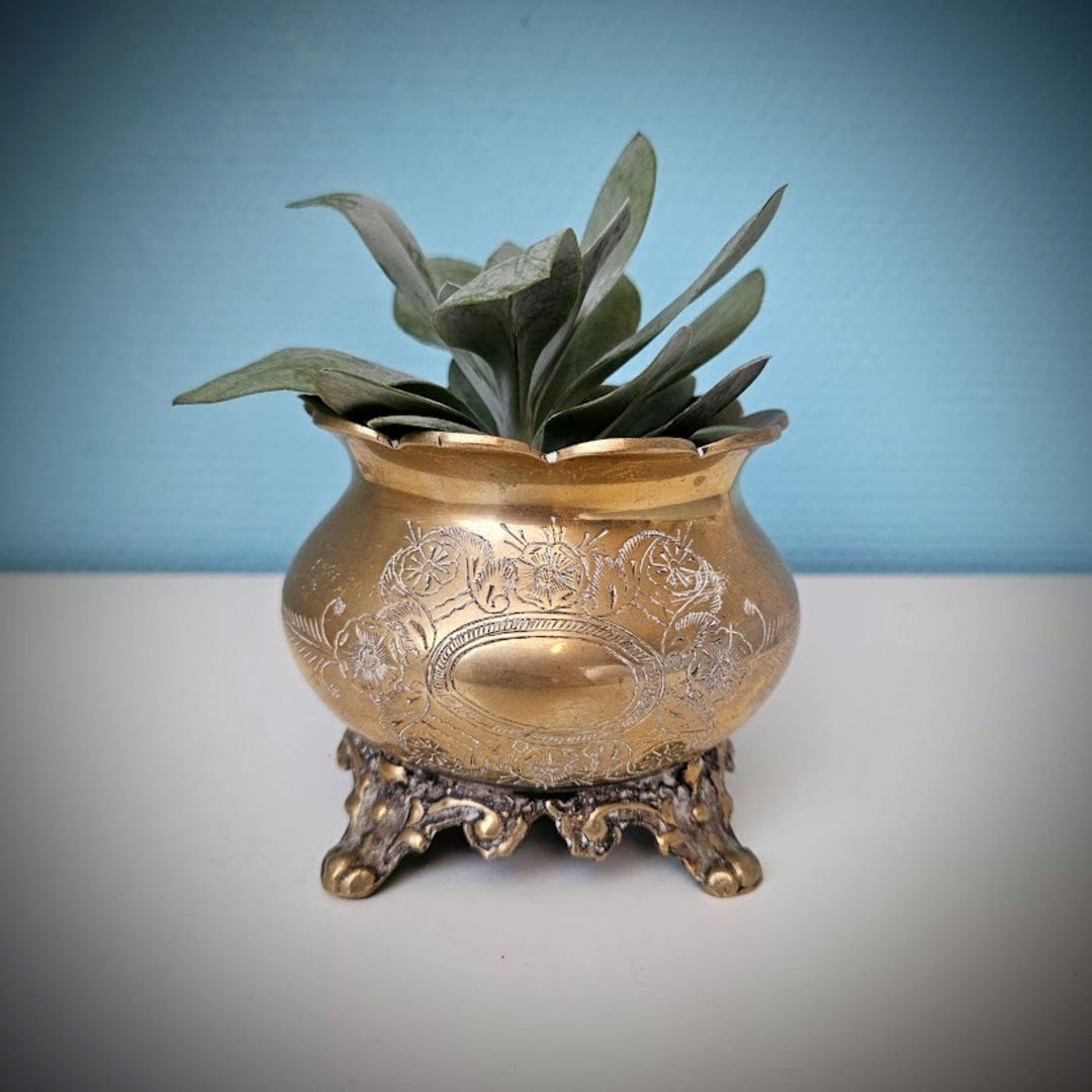 Small Antique Footed Planter for Succulents/cactus Silver Plated Brass ...