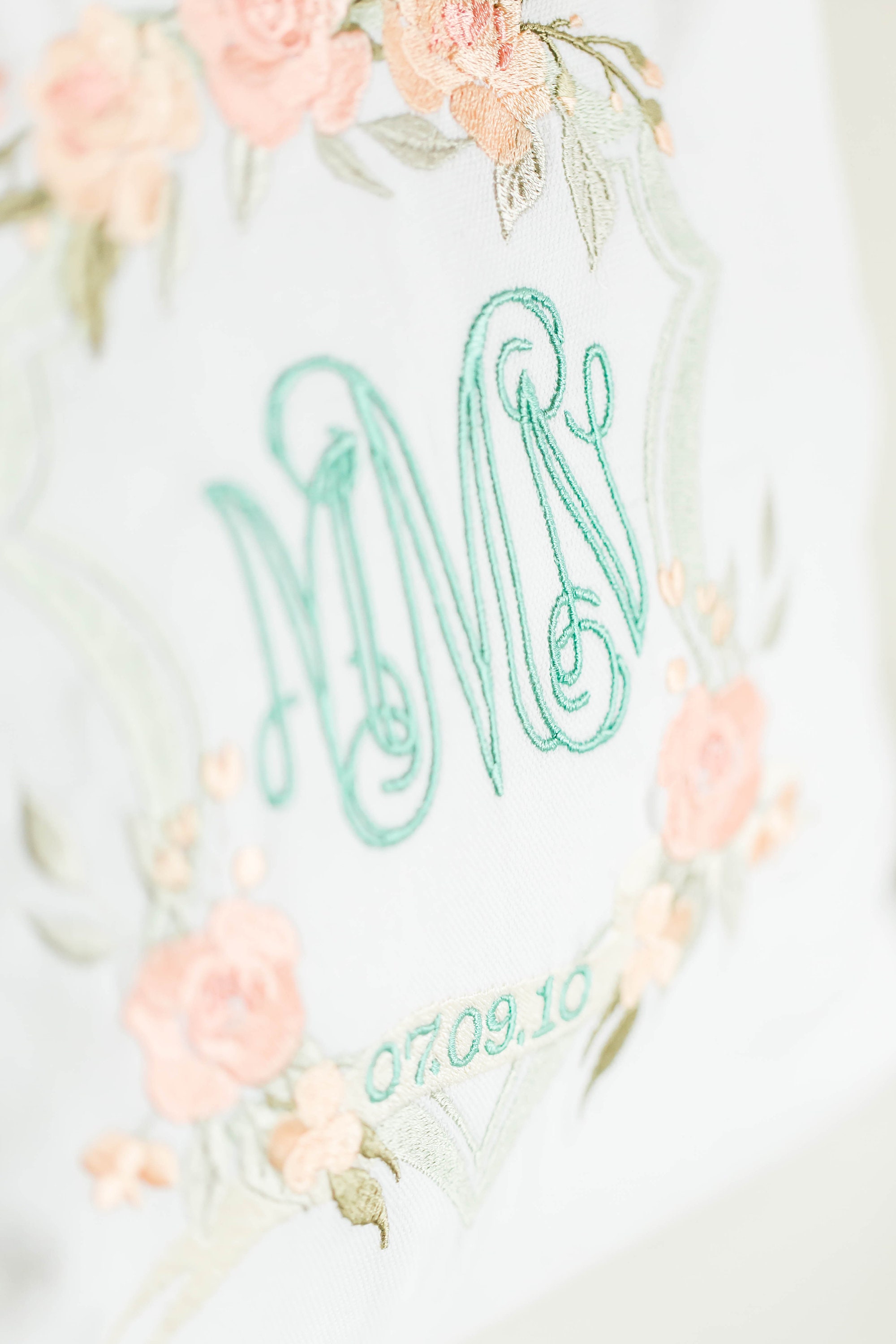Floral Crest Machine Embroidery, Pink Wedding Flower Monogram Frame ...