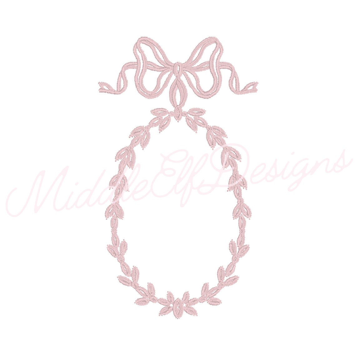 Bow Crest Machine Embroidery, Pink Wedding Monogram Frame Design ...