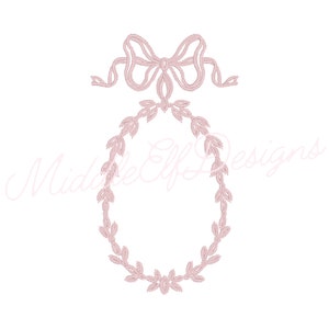 Bow Crest Machine Embroidery, Pink Wedding Monogram Frame Design ...