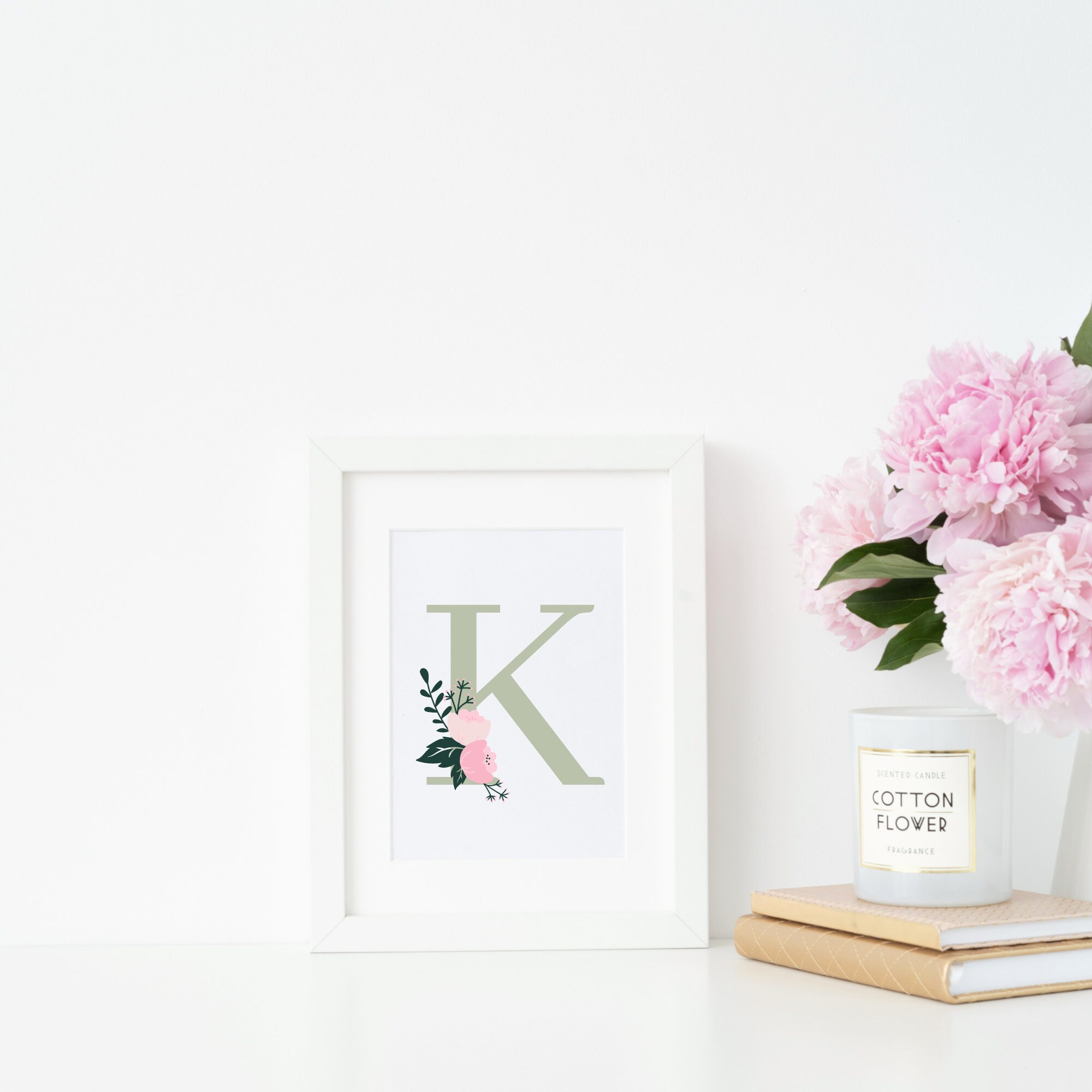 Sage & Blush Floral Alphabet, PNG Monogram Digital Download Clipart - Etsy