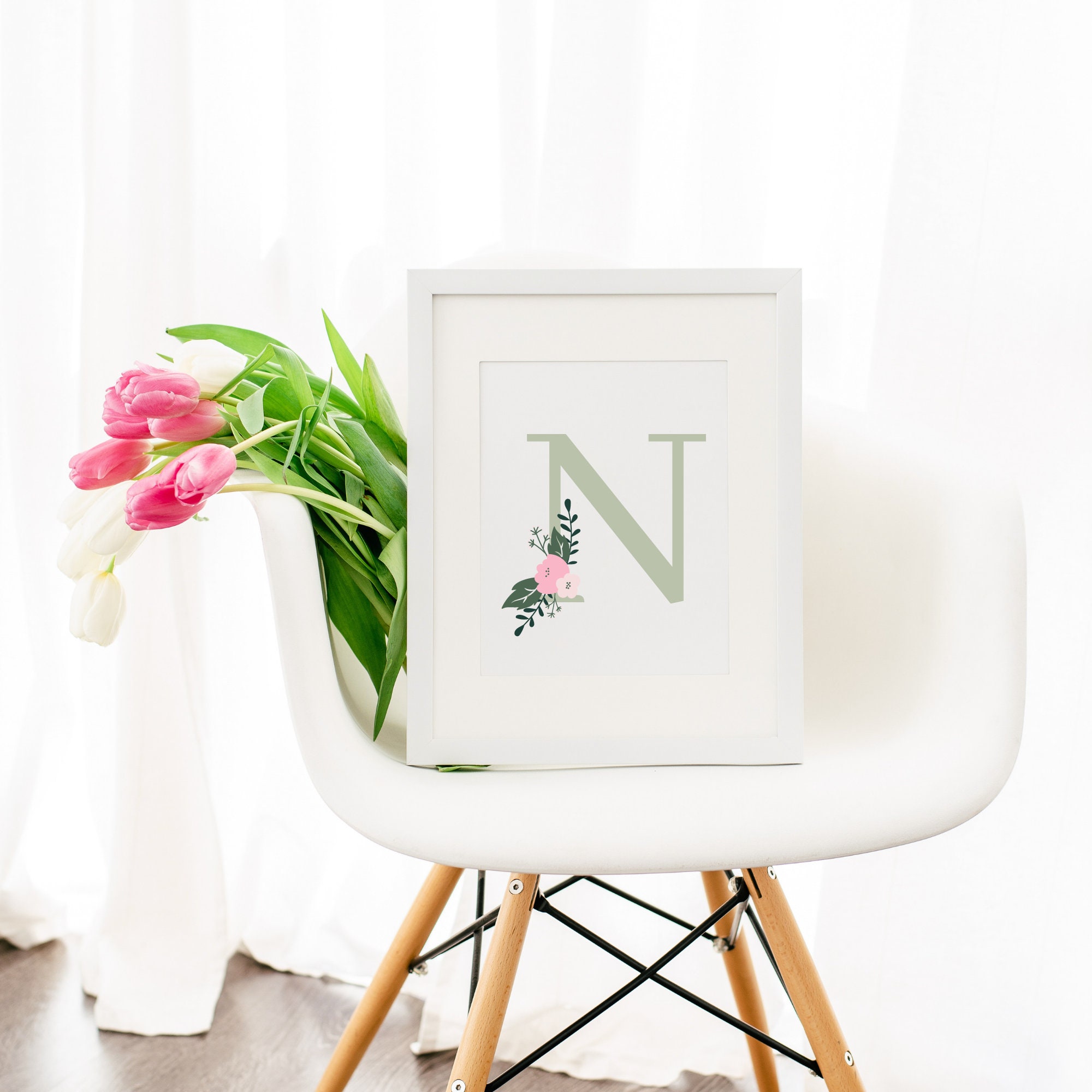 Sage & Blush Floral Alphabet, PNG Monogram Digital Download Clipart - Etsy