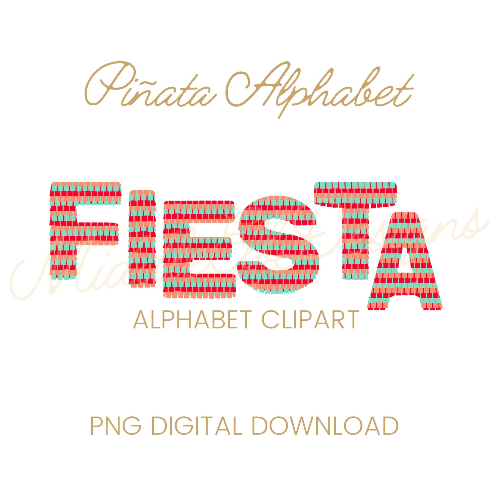 Piñata Alphabet Letters A-Z Numbers 0-9, PNG Monogram Digital Download ...