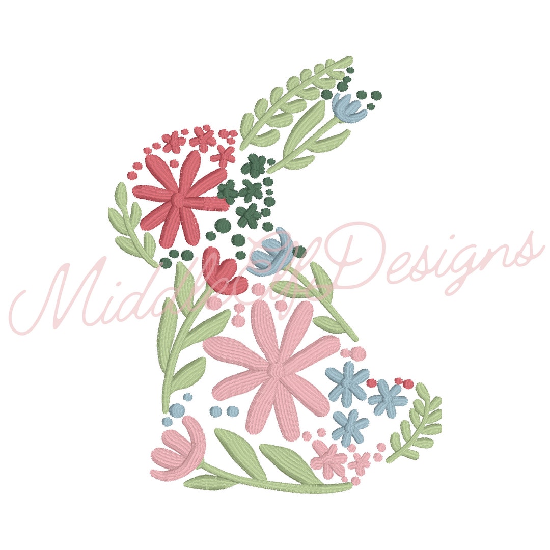 Spring Floral Bunny Rabbit Machine Embroidery, Floral Flower Monogram ...