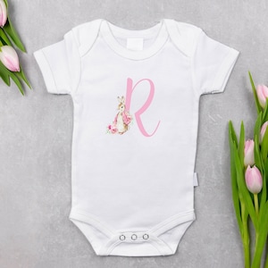 Watercolor Floral Pink Bunny Rabbit Alphabet, PNG Monogram Digital ...