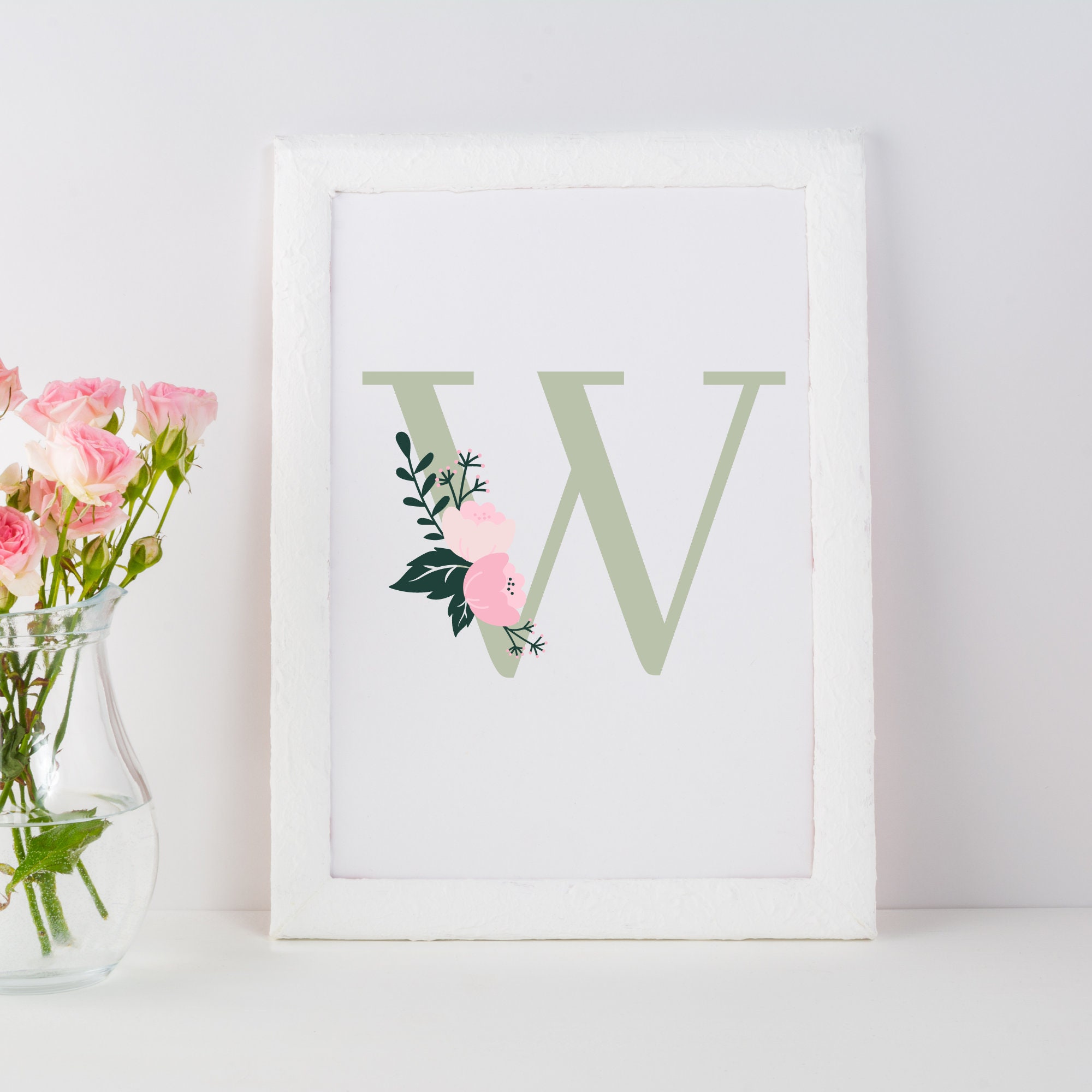Sage & Blush Floral Alphabet, PNG Monogram Digital Download Clipart - Etsy
