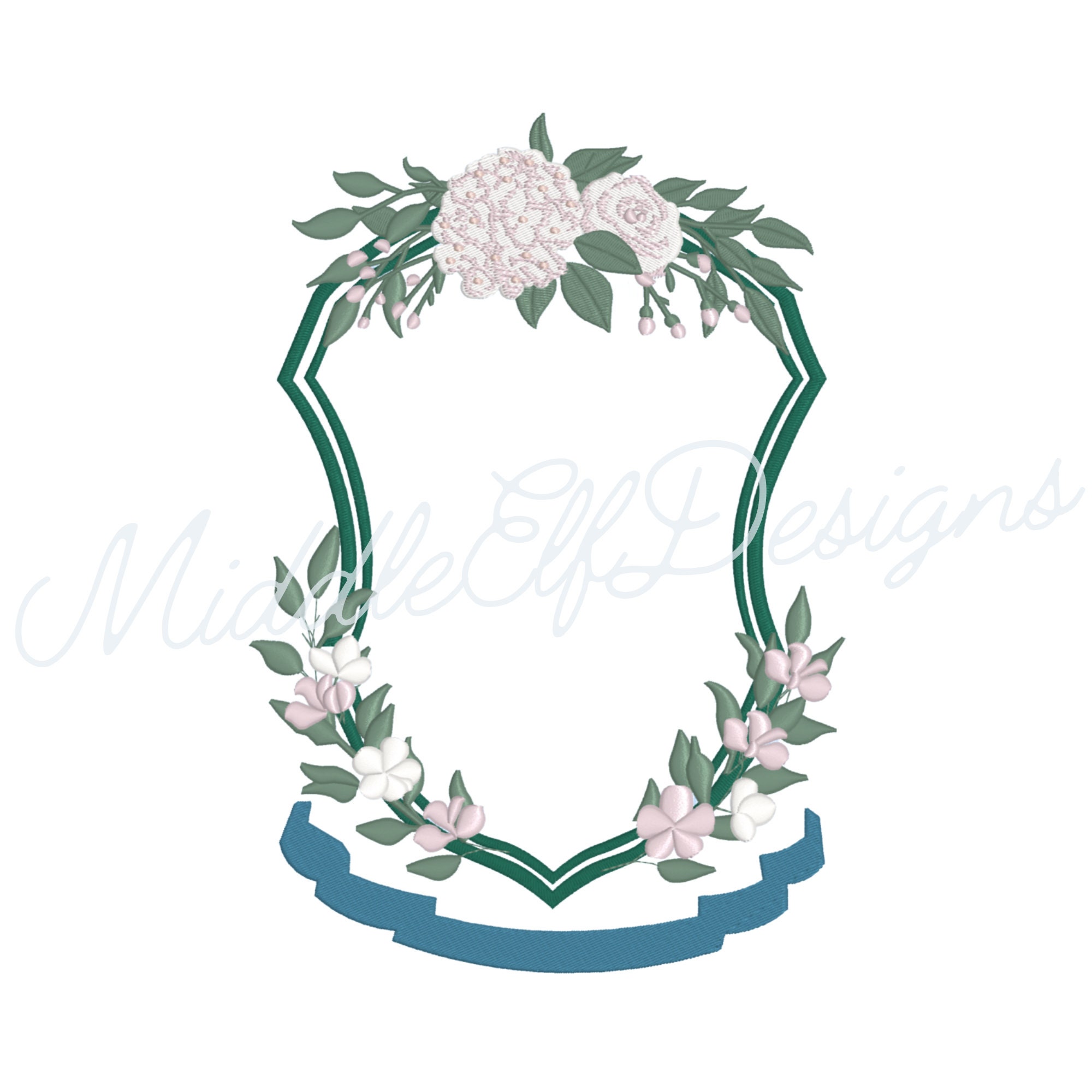 Floral Crest Machine Embroidery Hydrangea Wedding Flower | Etsy