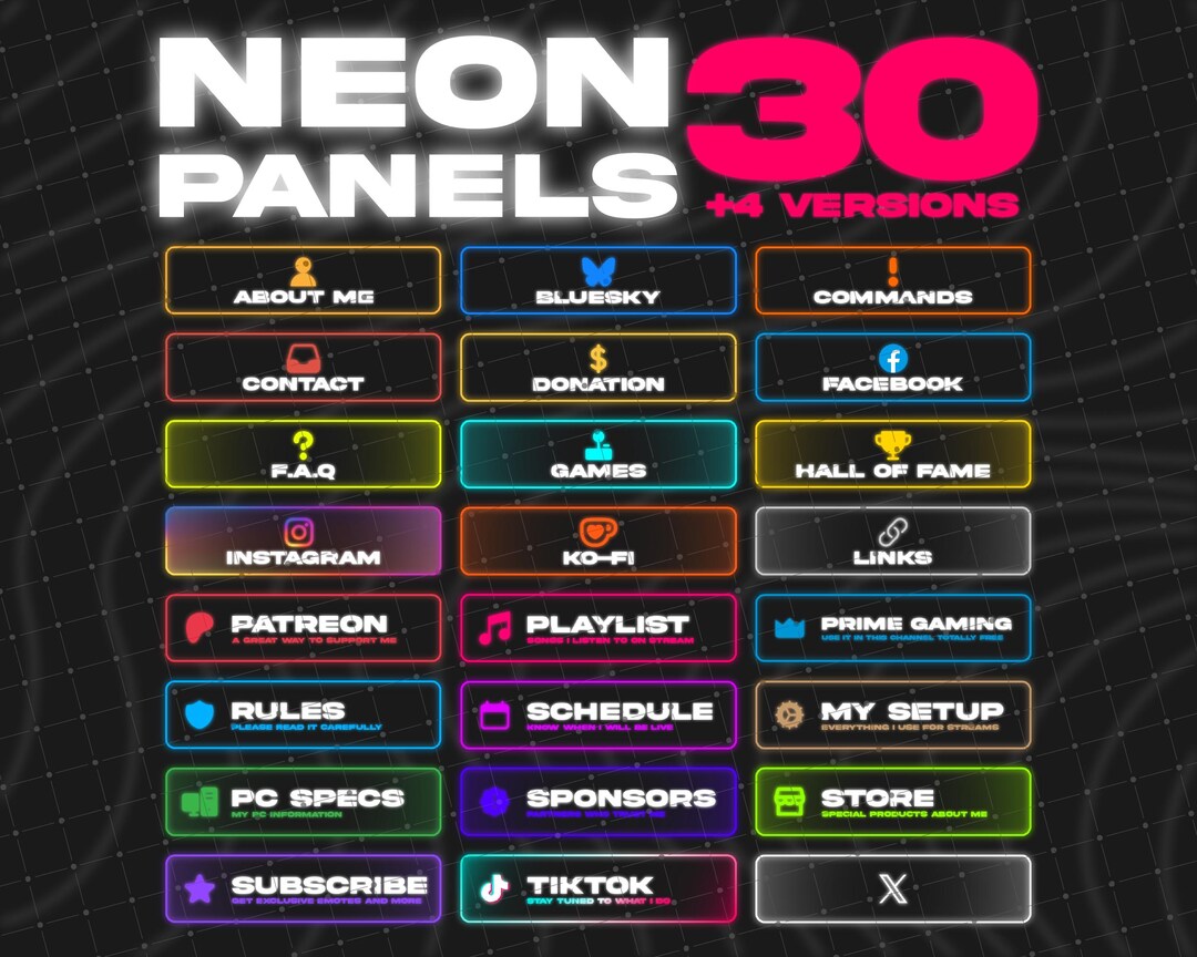 Twitch Panels - Neon Style | Clean Minimal Gradient Twitch Panels ...