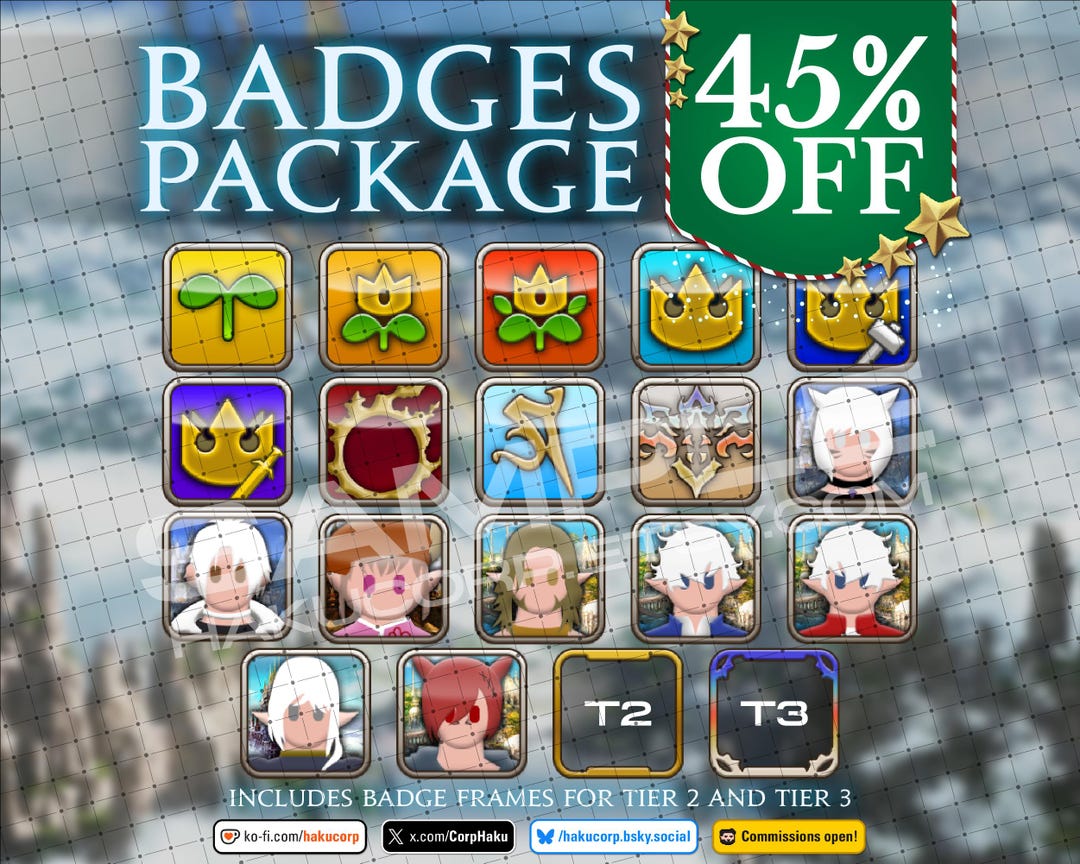 FFXIV Stream Badges, FFXIV Badges, Scions, Final Fantasy Pack Badges, Badges for Streams, Final ...