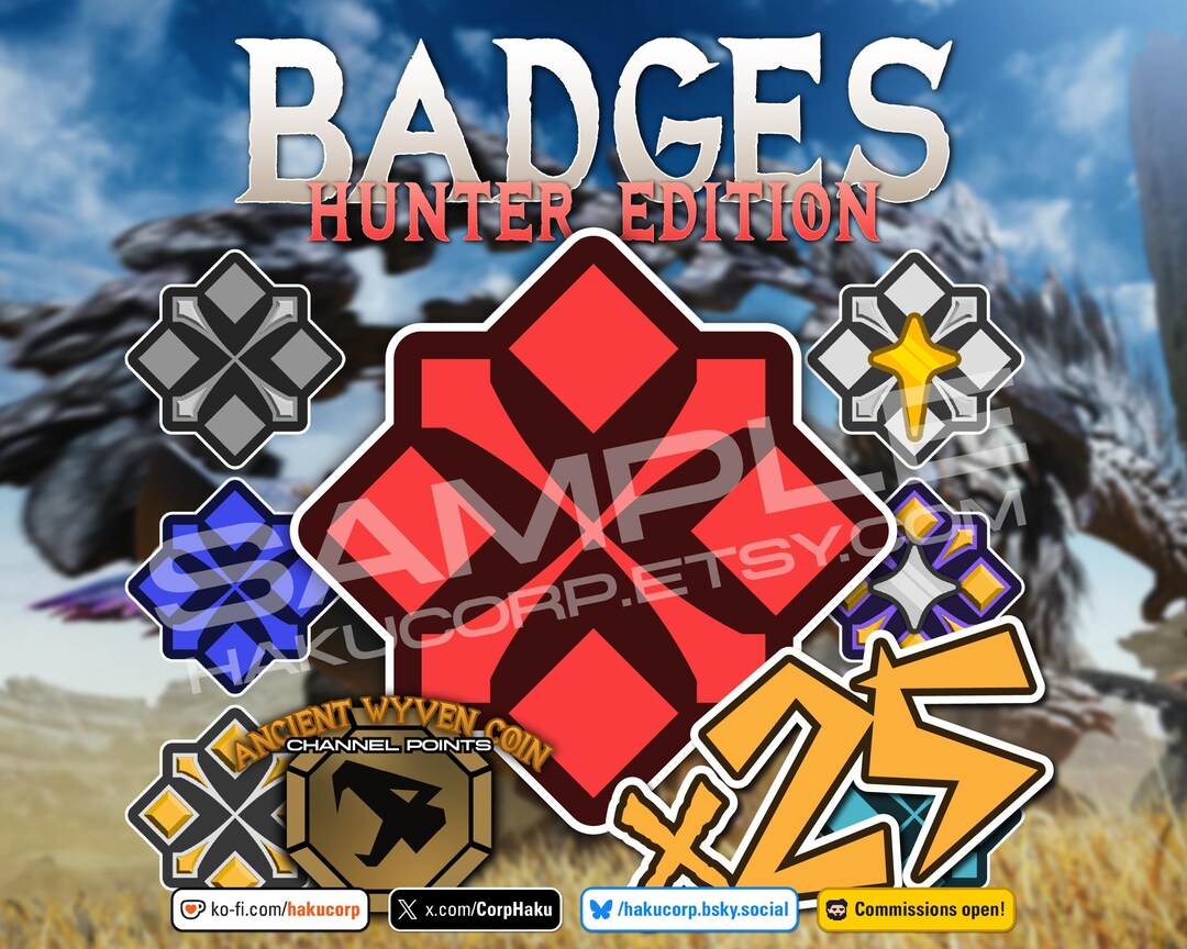 Insignes Monster Hunter Wilds | Icônes de fidélité numériques pour Twitch, YouTube et Discord ...