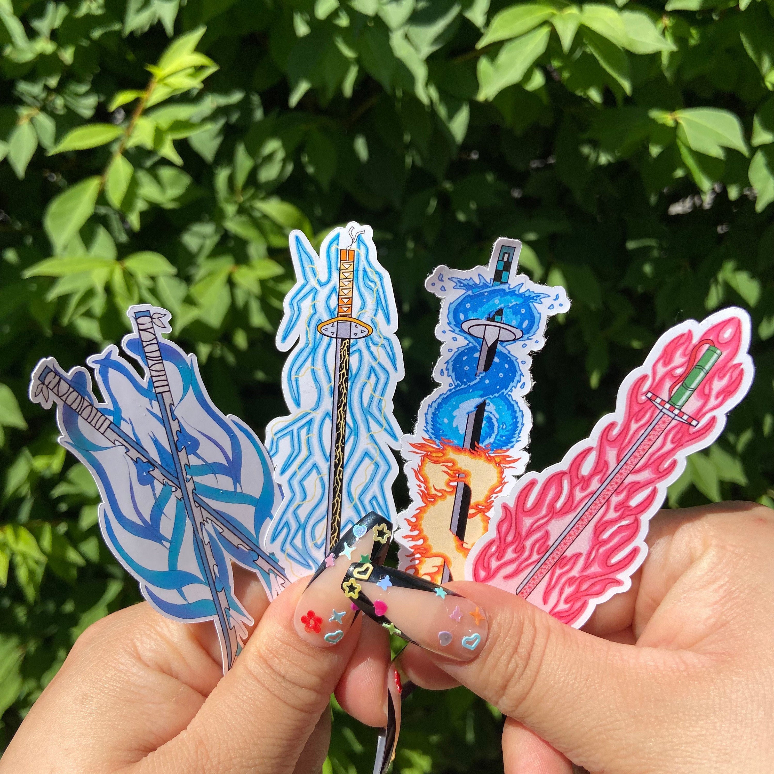 Anime Sword Sticker Fire Water Sword Green Blue - Etsy