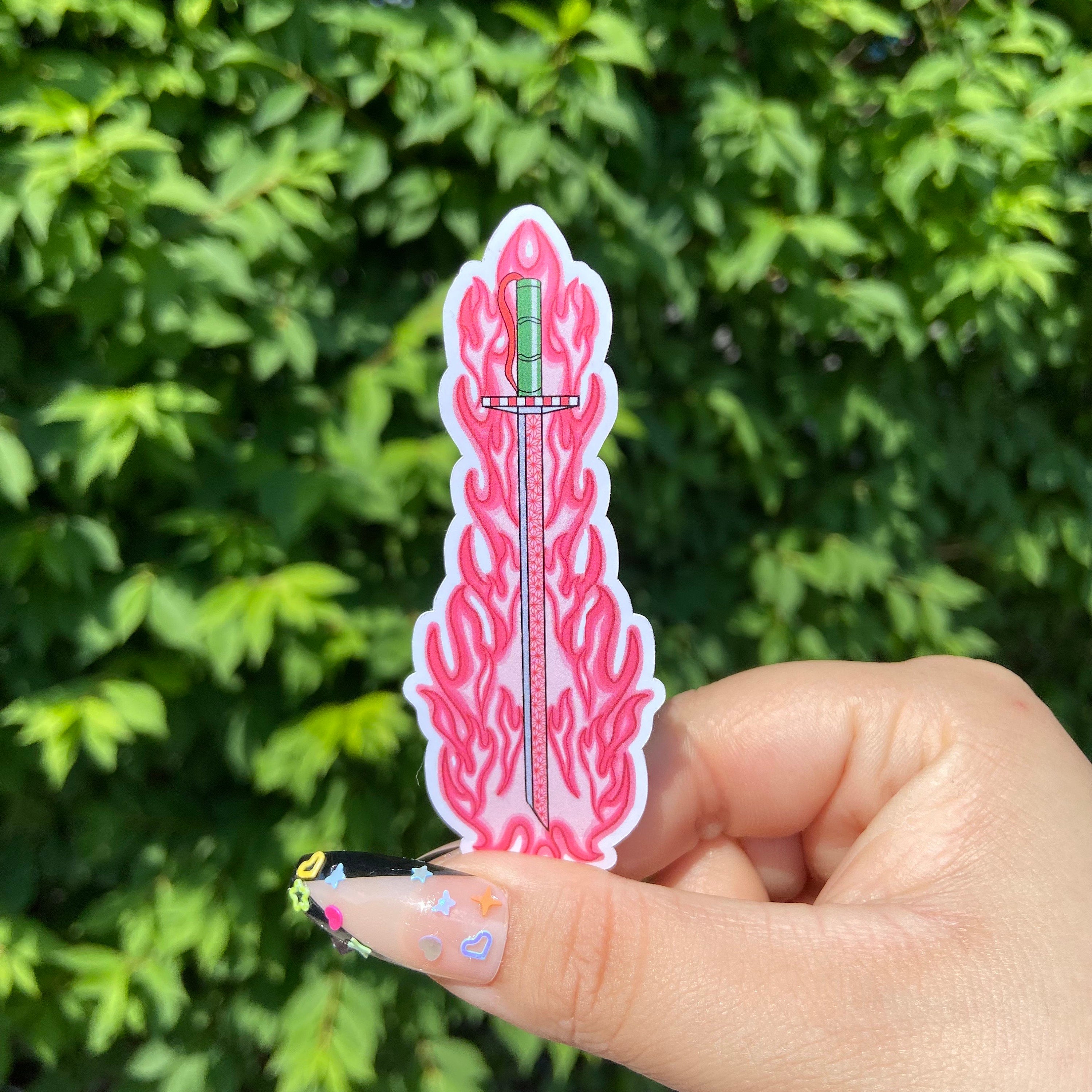 Anime Sword Sticker Fire Water Sword Green Blue - Etsy