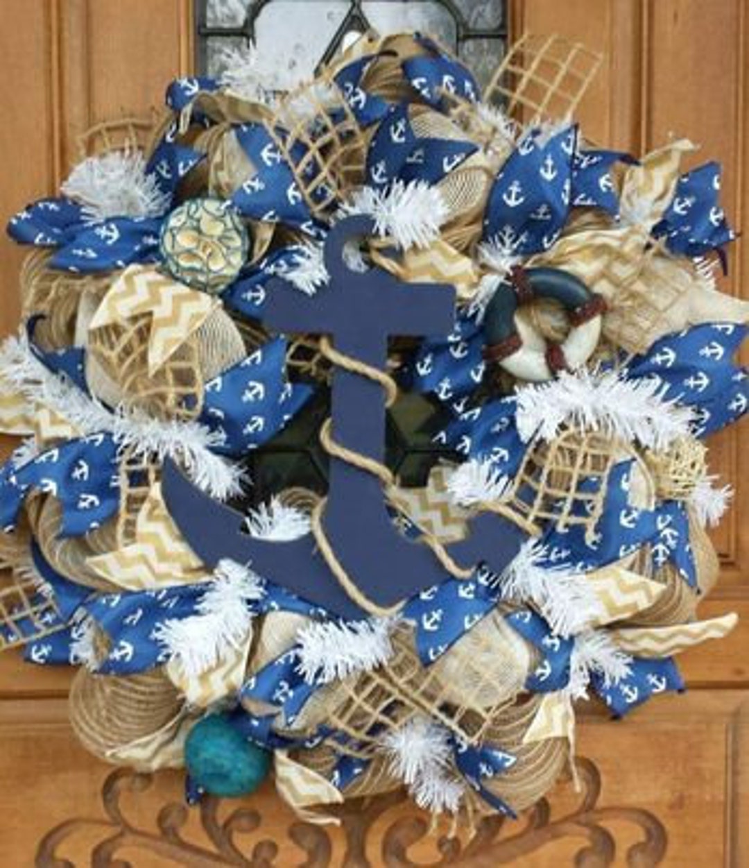 Beach, Anchor Themed Deco Mesh for Front Door. - Etsy