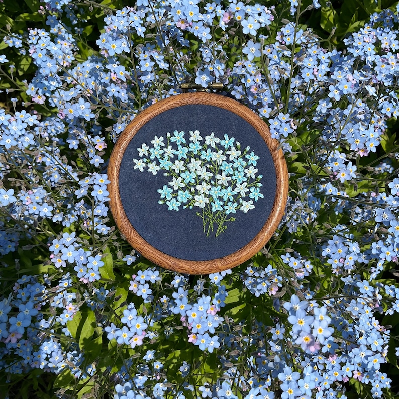 Forget-me-not Ribbon Embroidery Brain - Etsy