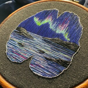 Northern Lights Thread Painting Embroidered Brain - Etsy