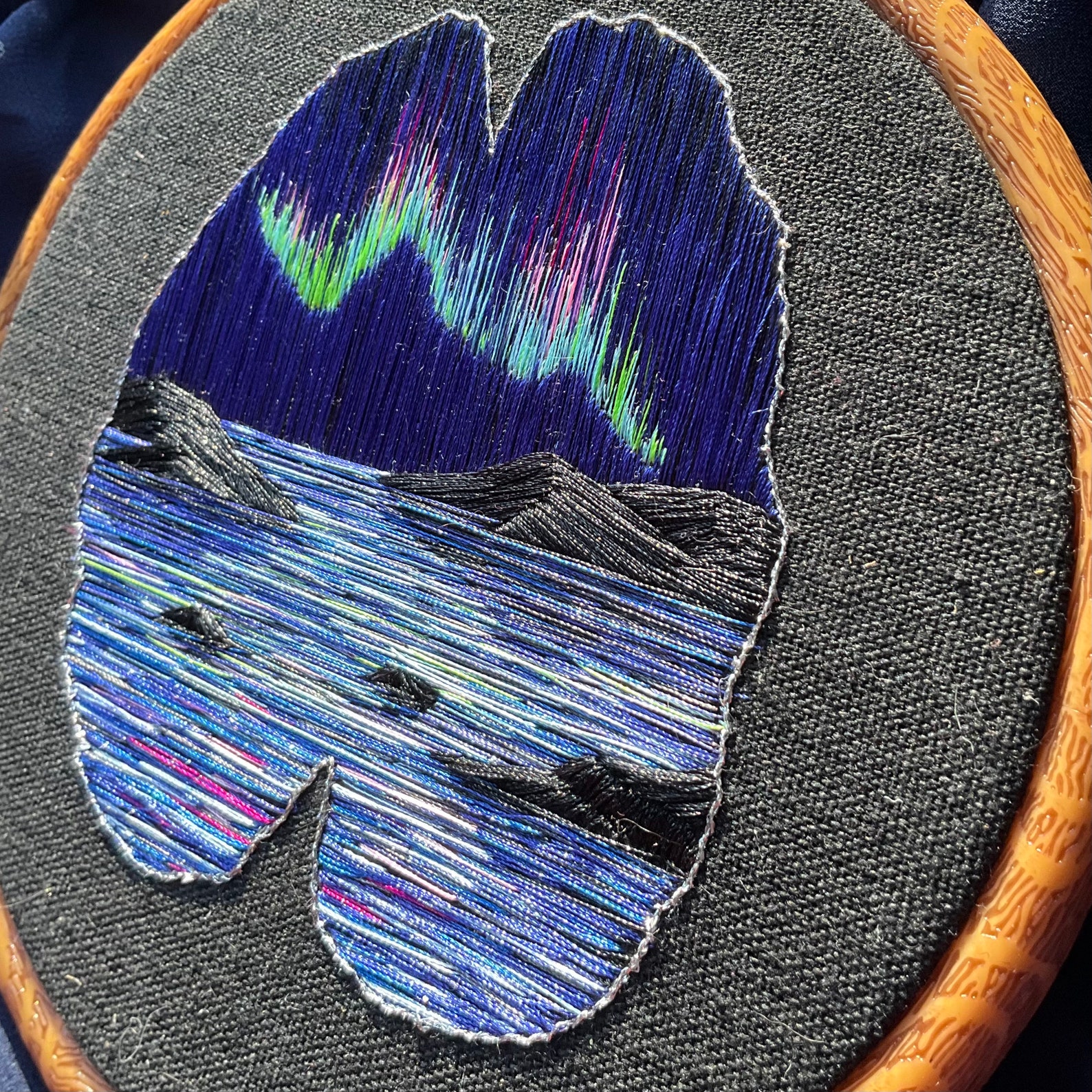 Northern Lights Thread Painting Embroidered Brain - Etsy
