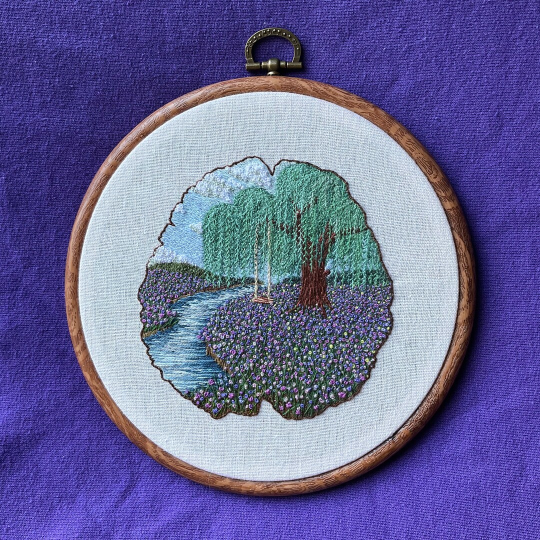 Willow Tree Landscape Brain Thread Painting - Etsy