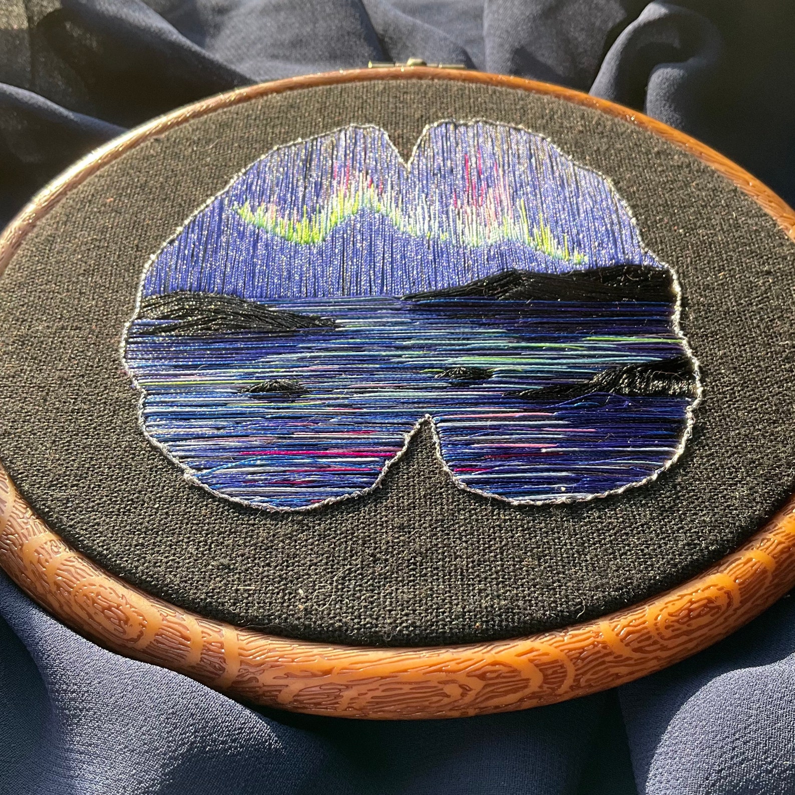 Northern Lights Thread Painting Embroidered Brain - Etsy