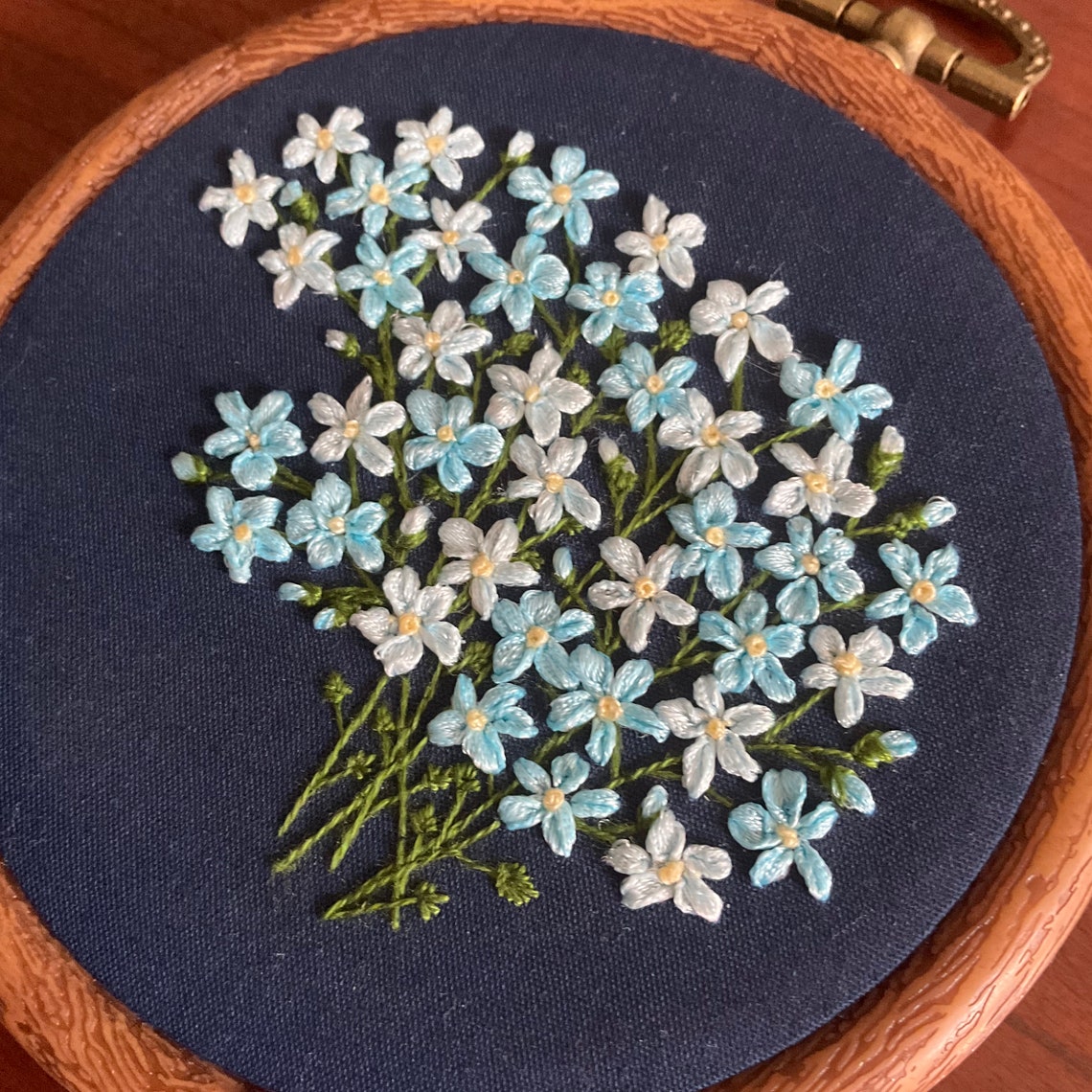 Forget-me-not Ribbon Embroidery Brain - Etsy