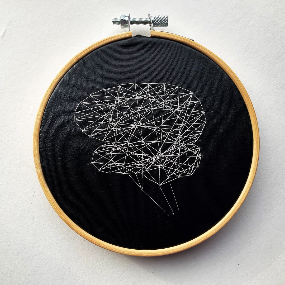 Metallic Silver Line Art Brain - Etsy