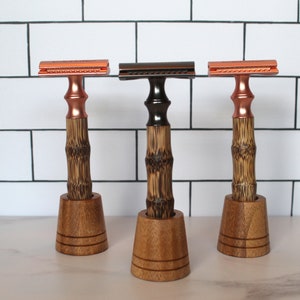 Copper & Bamboo Razor Bundle Kit / Razor + Stand + 10 Free Razor Blades ...