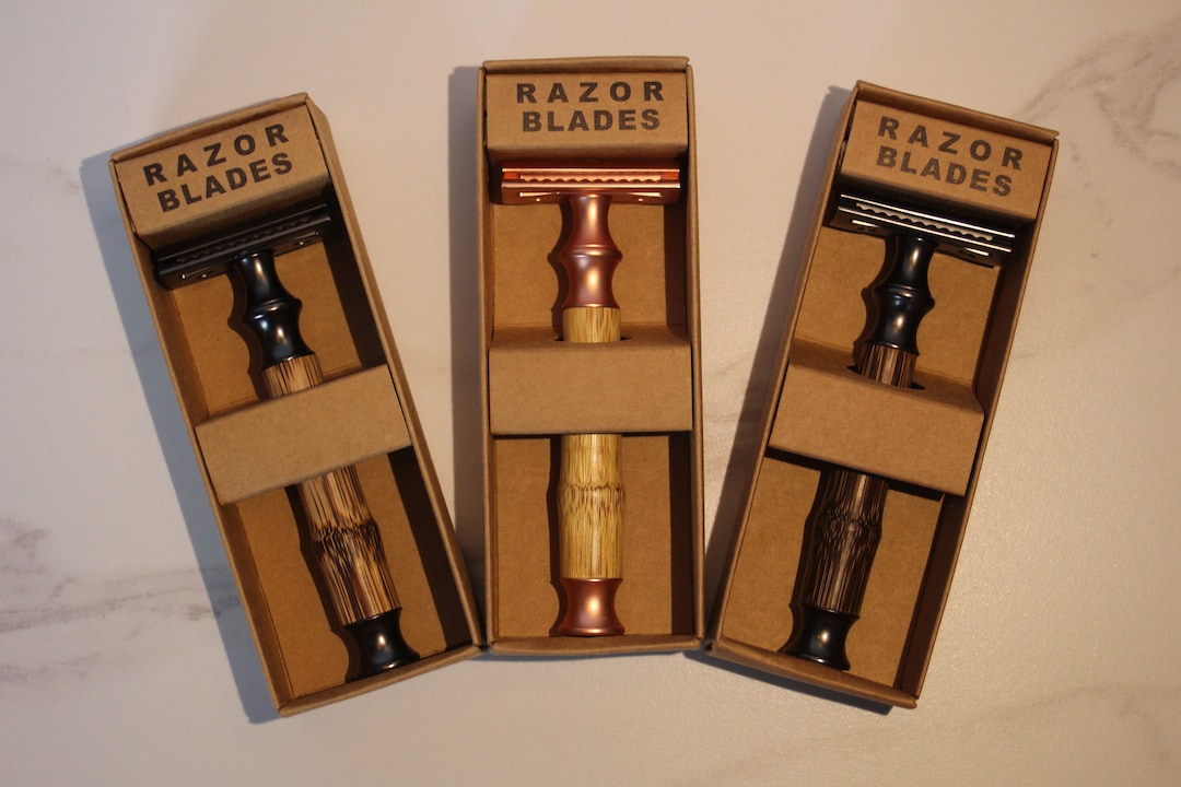 Copper & Bamboo Razor Bundle Kit / Razor + Stand + 10 Free Razor Blades ...