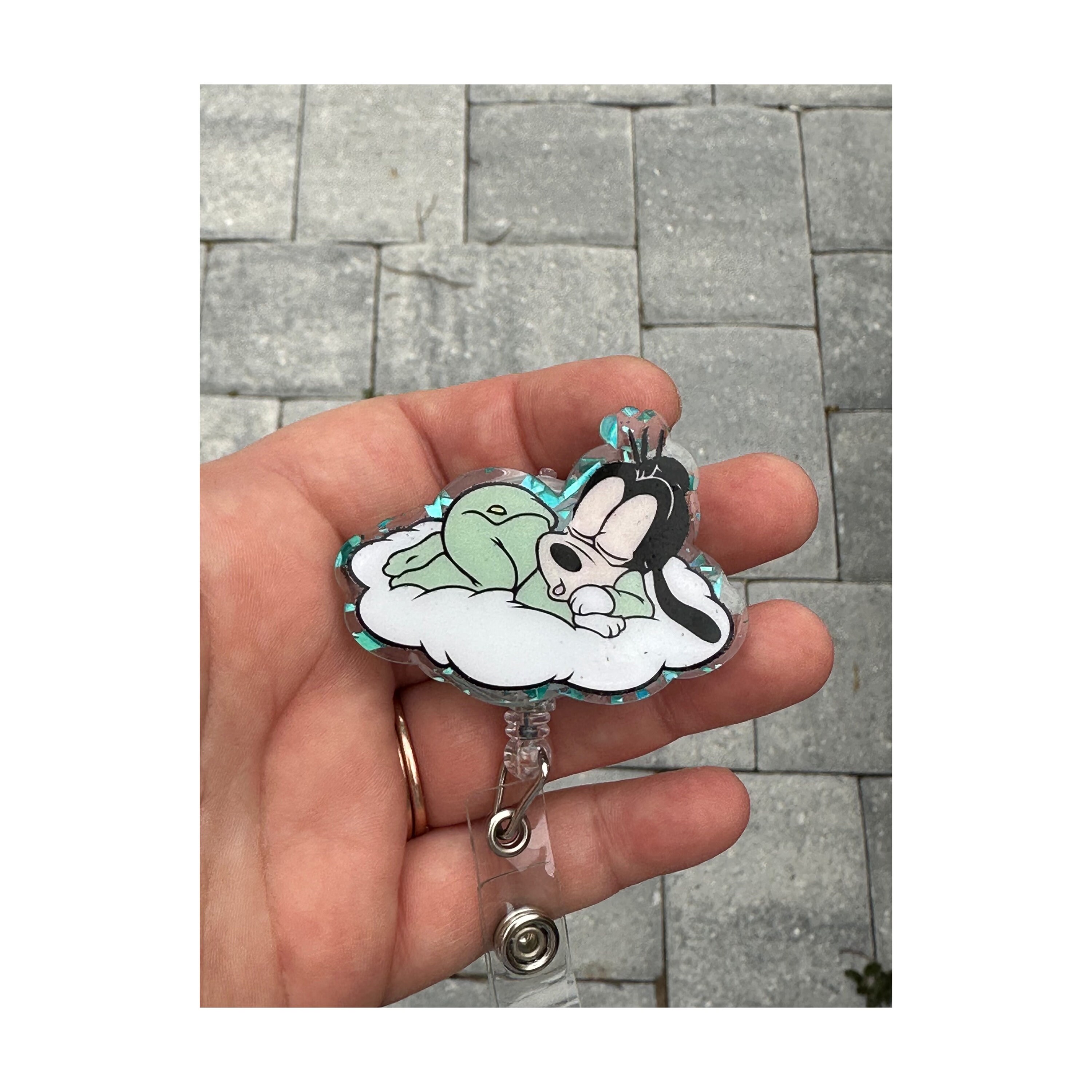 Badge Reel, Goofy Sleeping on a Cloud, Retractable ID Badge Reel Nurse ...
