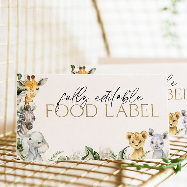 Safari Food Labels - Etsy