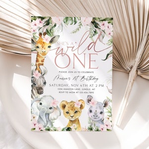 Wild One Birthday Girl Invitation, Wild One Invitation Printable ...