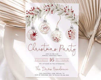 Editable Neutral Boho Christmas Party Invitation Christmas - Etsy