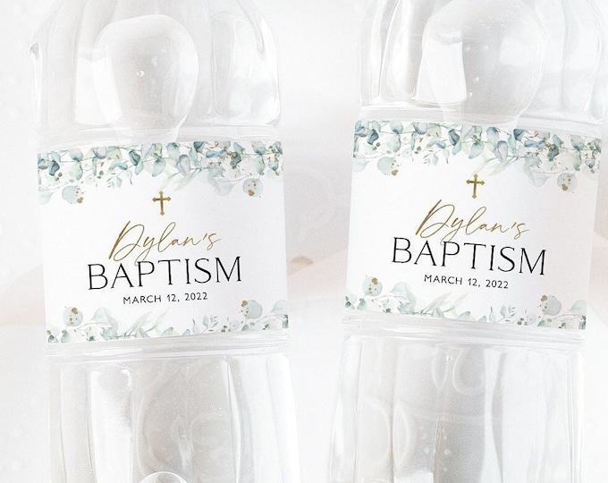 Baptism Water Bottle Label, Christening Water Label, Printable Water ...