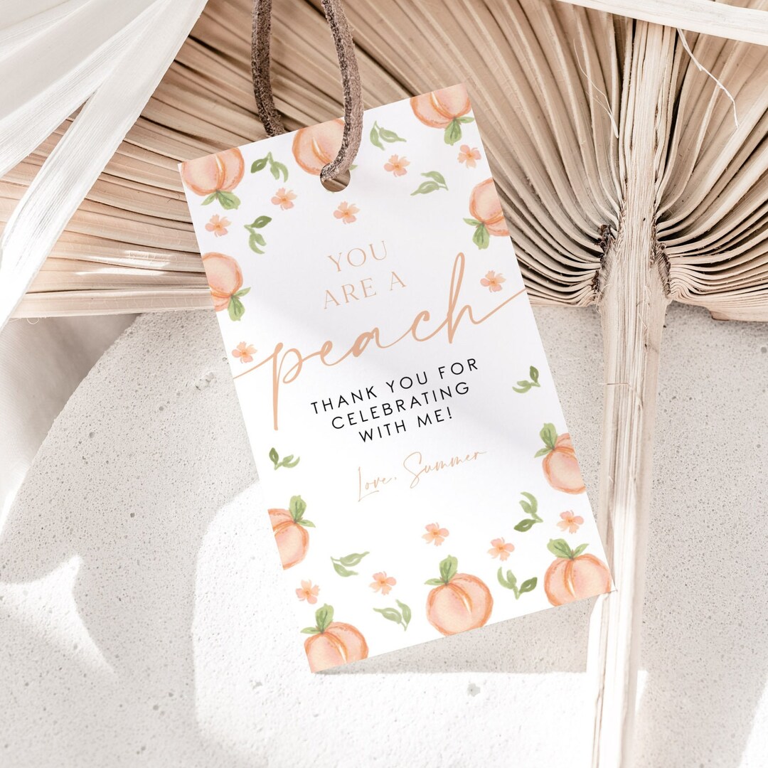 Peach Thank You Favor Tag, Sweet as a Peach Thank You Favor Tag, Peach ...